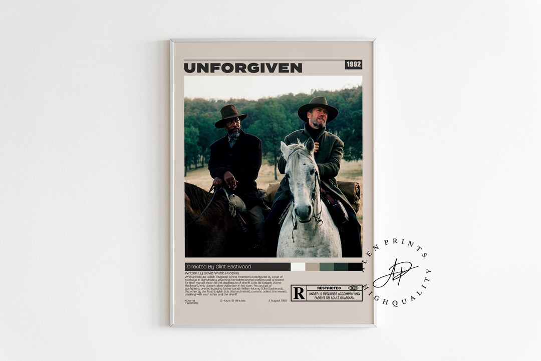 Unforgiven Poster, Clint Eastwood, Minimalist Movie Poster, Vintage ...