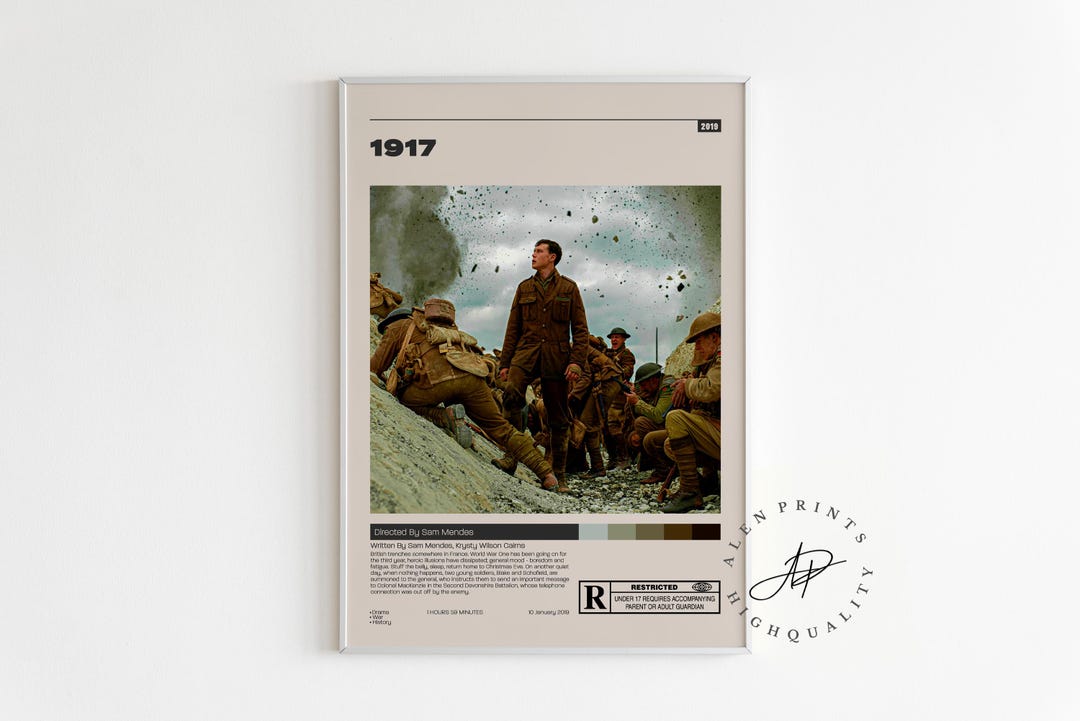 1917 Movie Poster, Sam Mendes, Minimalist Movie Poster, Vintage Retro ...