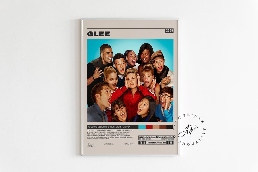 Glee Poster, Ian Brennan, Minimalist Tv Series, Vintage Retro Art Print ...