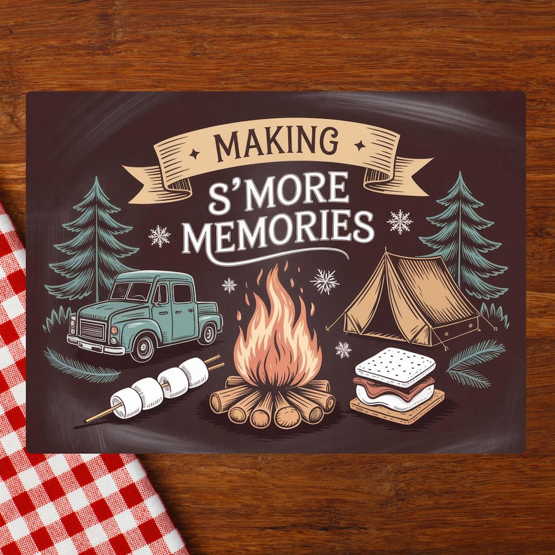 Smores Camping Cutting Board Design: Family Kitchen Sublimation Design ...