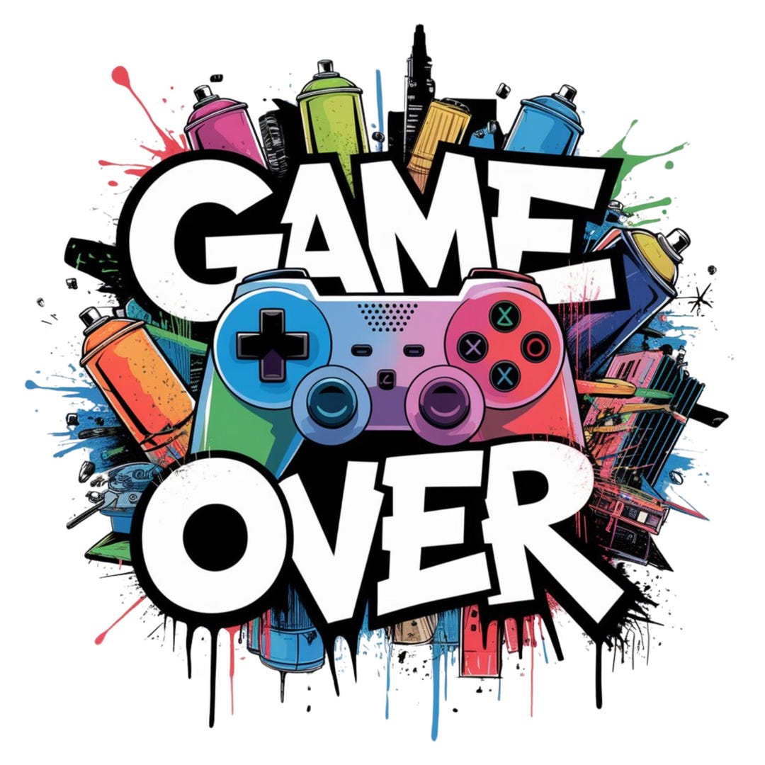 Game Over Png, Graffiti Controller Gaming Sublimation Design, Urban ...
