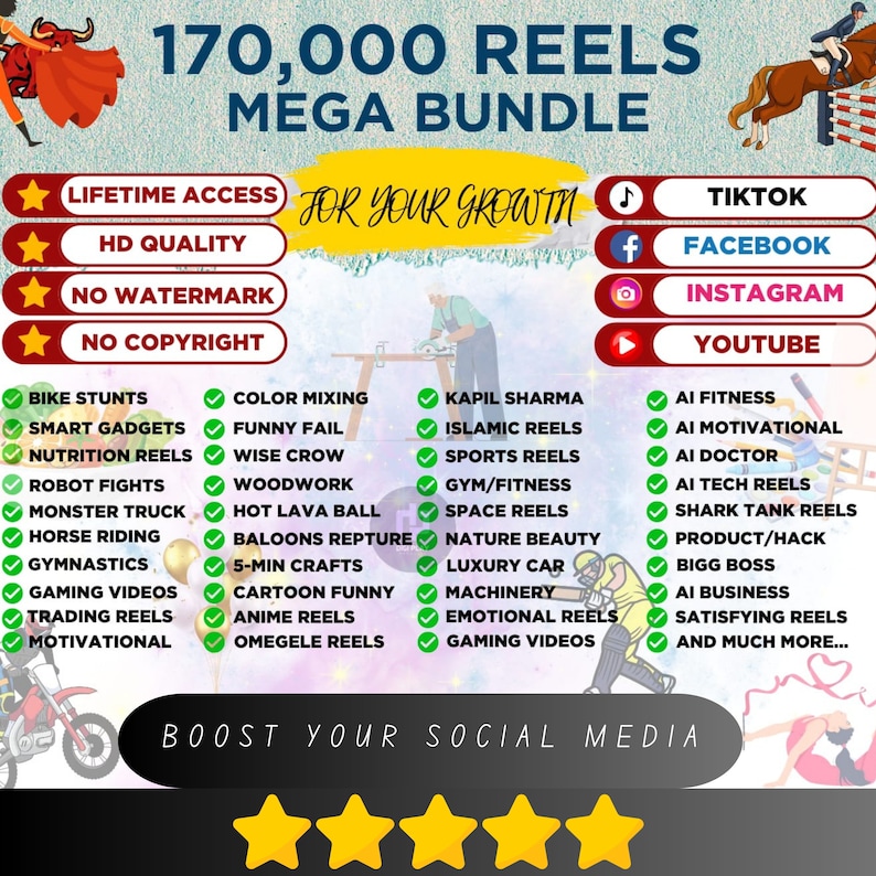 170000+ Unique Mega Reels Bundle, Instagram Reels, Mealanin Faceless ...