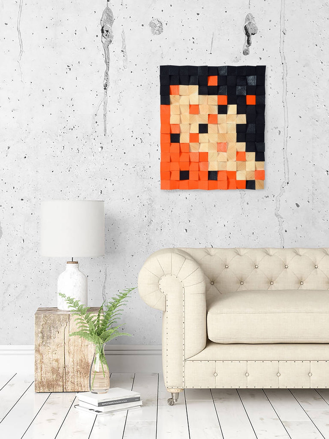 Handcrafted Wooden Pixel Wall Hanging Unique Geometric Home Decor ...