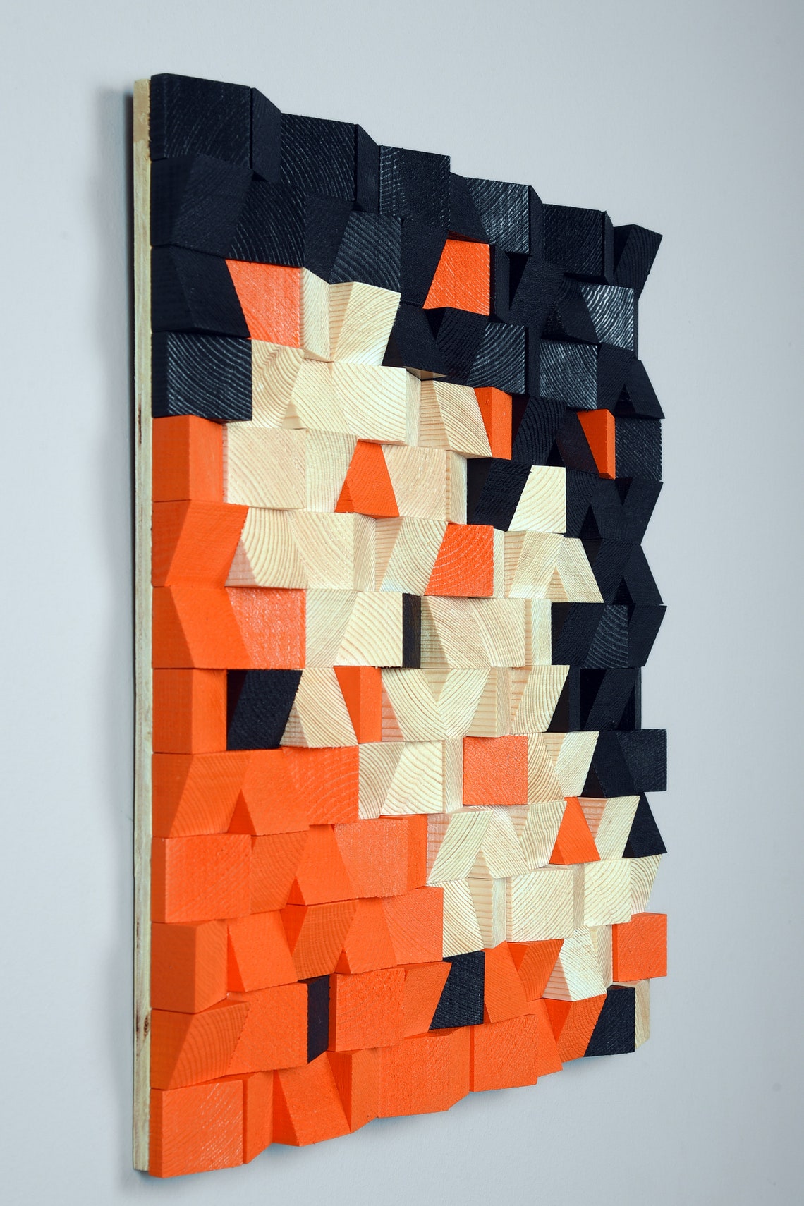 Handcrafted Wooden Pixel Wall Hanging Unique Geometric Home Decor ...