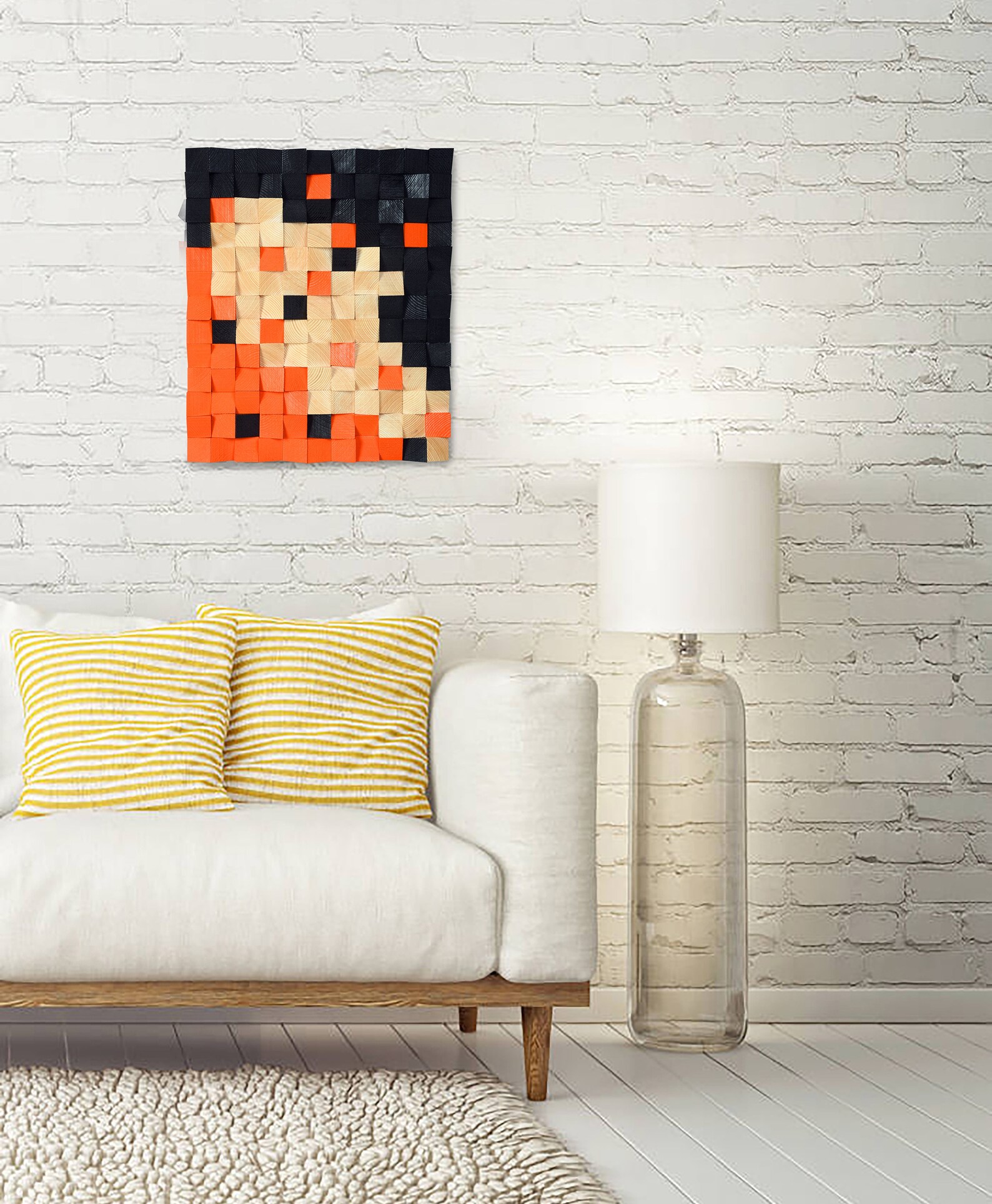 Handcrafted Wooden Pixel Wall Hanging Unique Geometric Home Decor ...