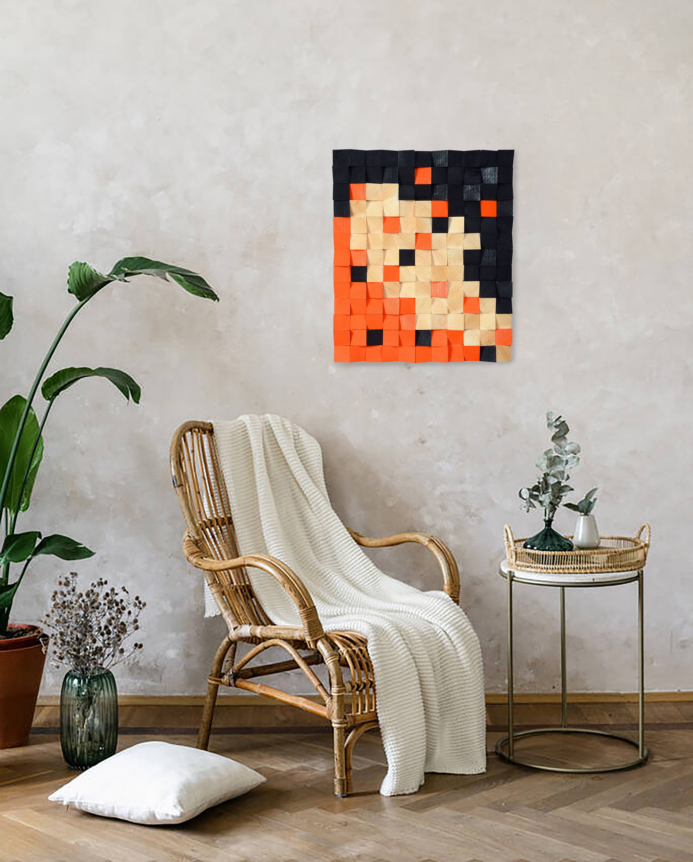 Handcrafted Wooden Pixel Wall Hanging Unique Geometric Home Decor ...