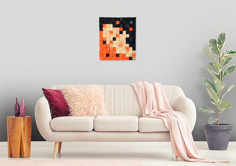 Handcrafted Wooden Pixel Wall Hanging Unique Geometric Home Decor ...