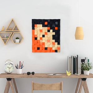 Handcrafted Wooden Pixel Wall Hanging - Unique Geometric Home Decor ...
