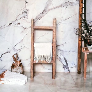 Handmade Rustic Wooden Bathroom Ladder, Towel Holder Decorative Wooden ...