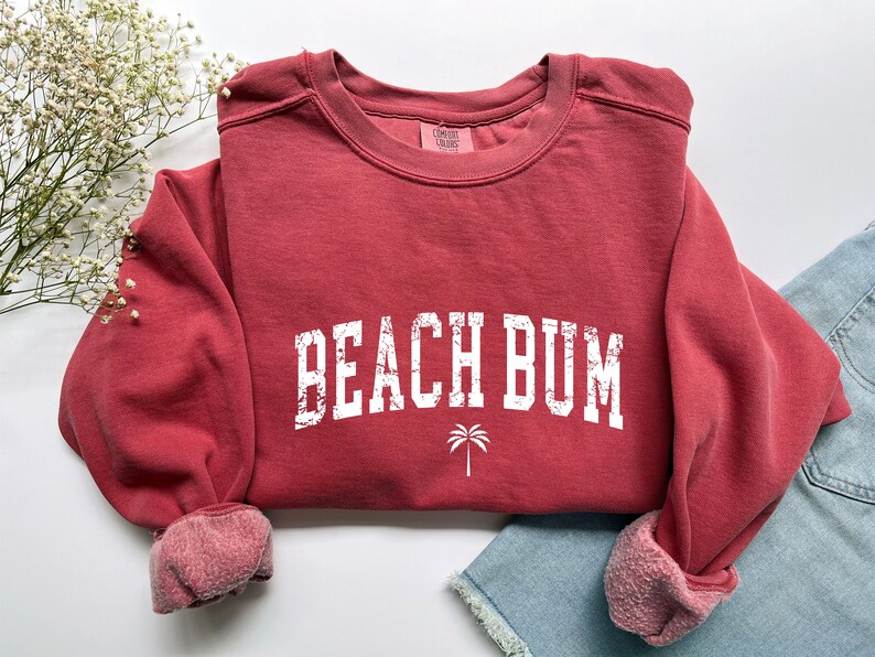 Beach Bum Sweat, Comfort Colors Sweatshirt, Women's Graphic Tees, Palm ...