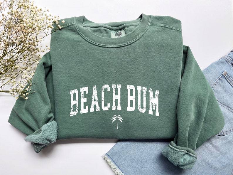 Beach Bum Sweat, Comfort Colors Sweatshirt, Women's Graphic Tees, Palm ...