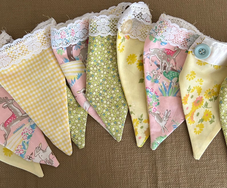 Vintage Yellow Floral Sheeting Bunting - Etsy