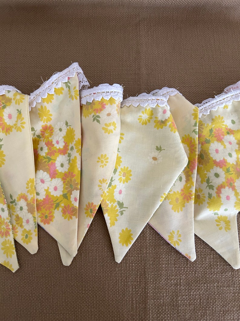 Vintage Yellow Floral Sheeting Bunting - Etsy