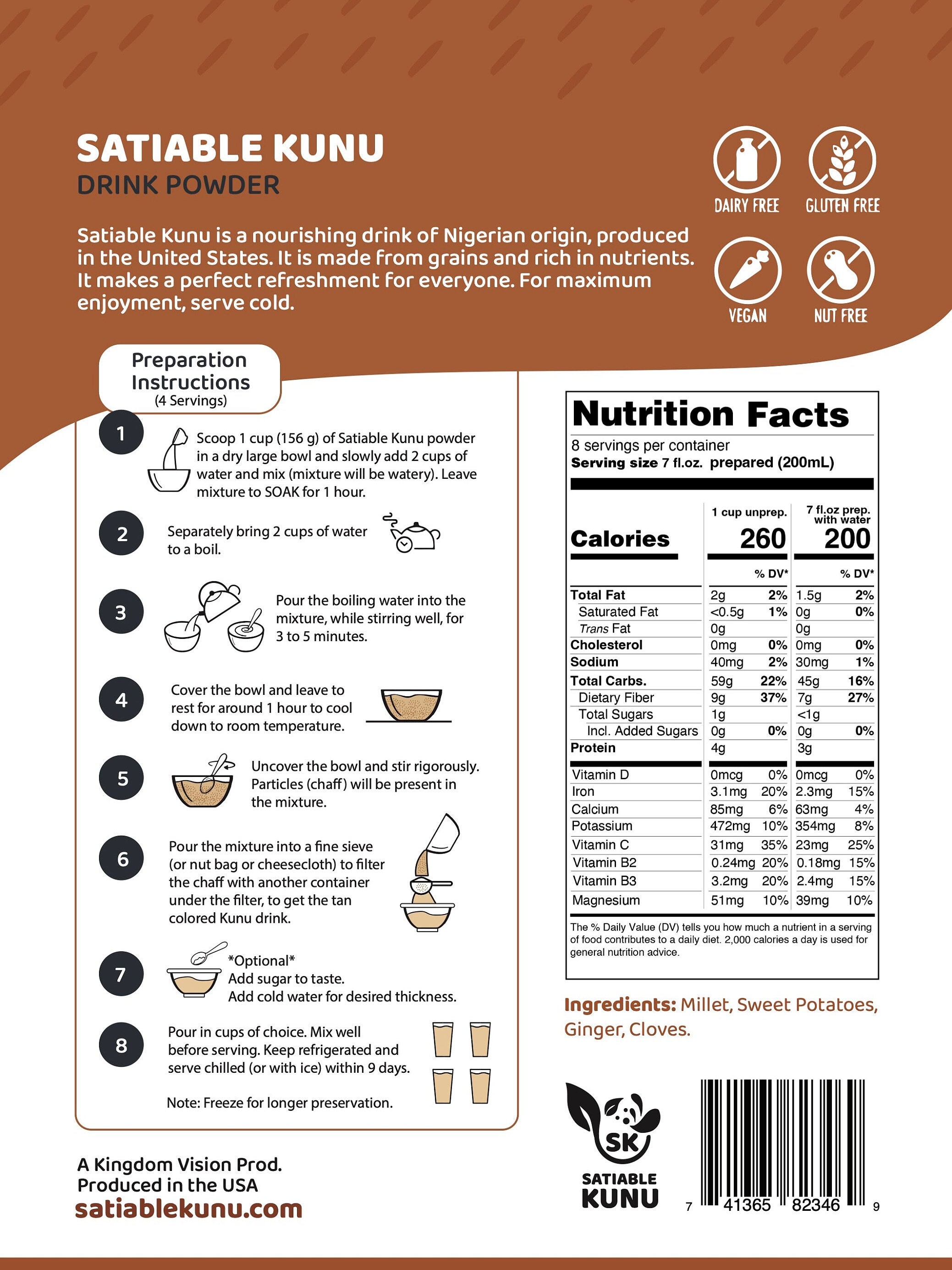 Satiable Kunu Drink Powder, Kunuzaki, Nigerian, Make at Home, Dairy ...