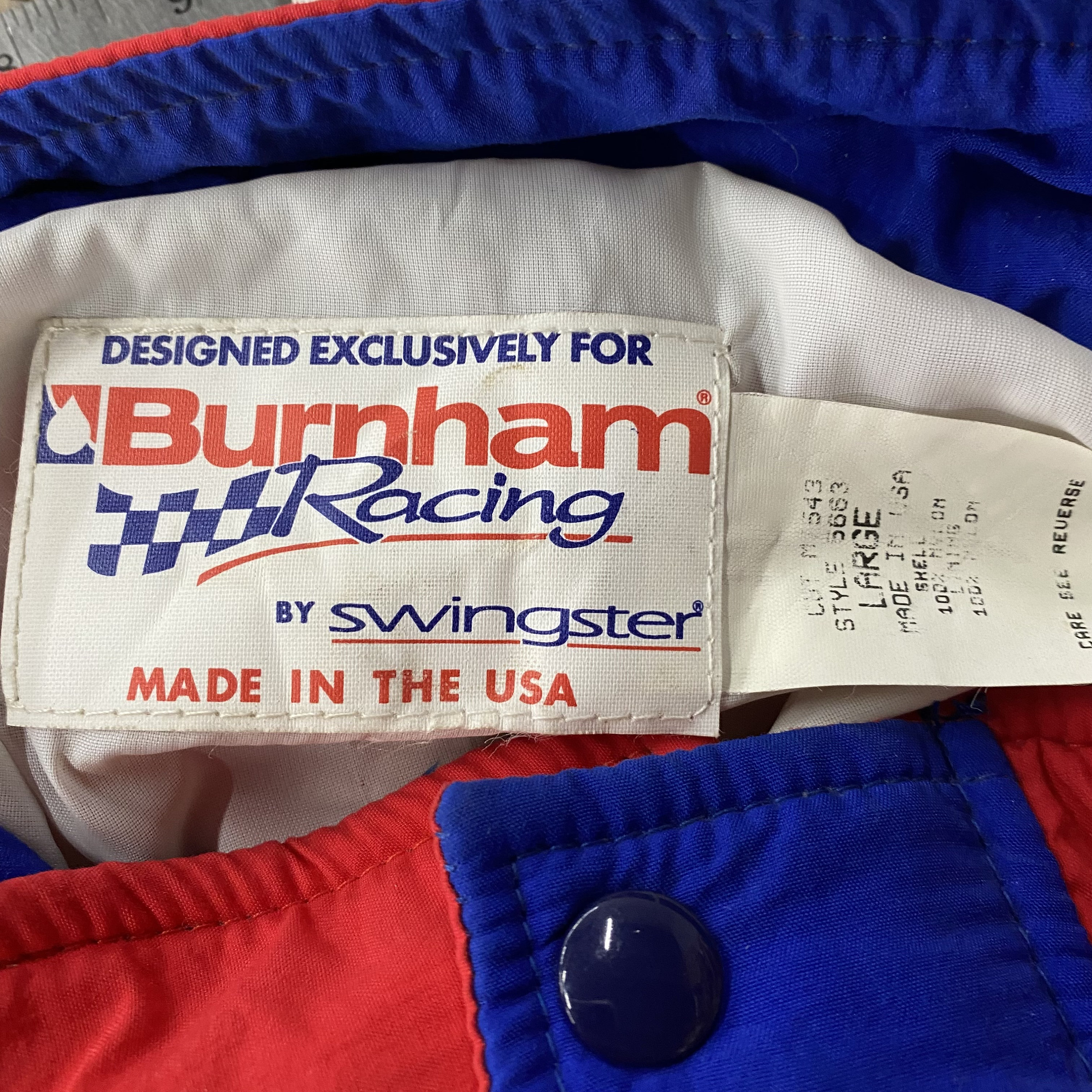 1990s Vintage Burnham Racing Jacket / Light Jacket / Color Block ...