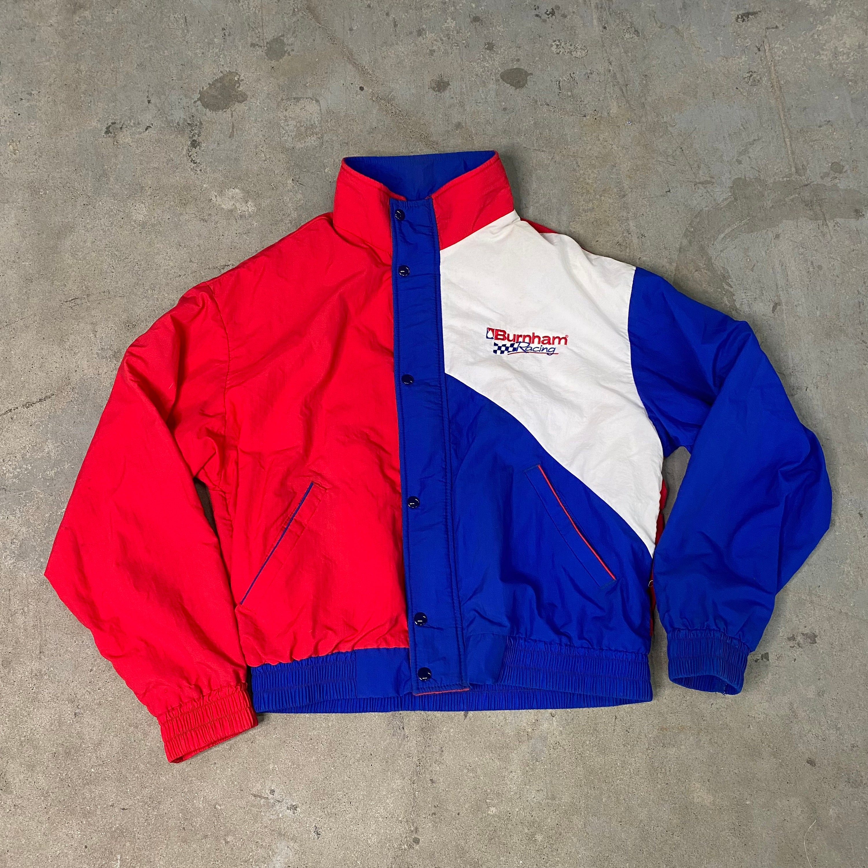 1990s Vintage Burnham Racing Jacket / Light Jacket / Color Block ...