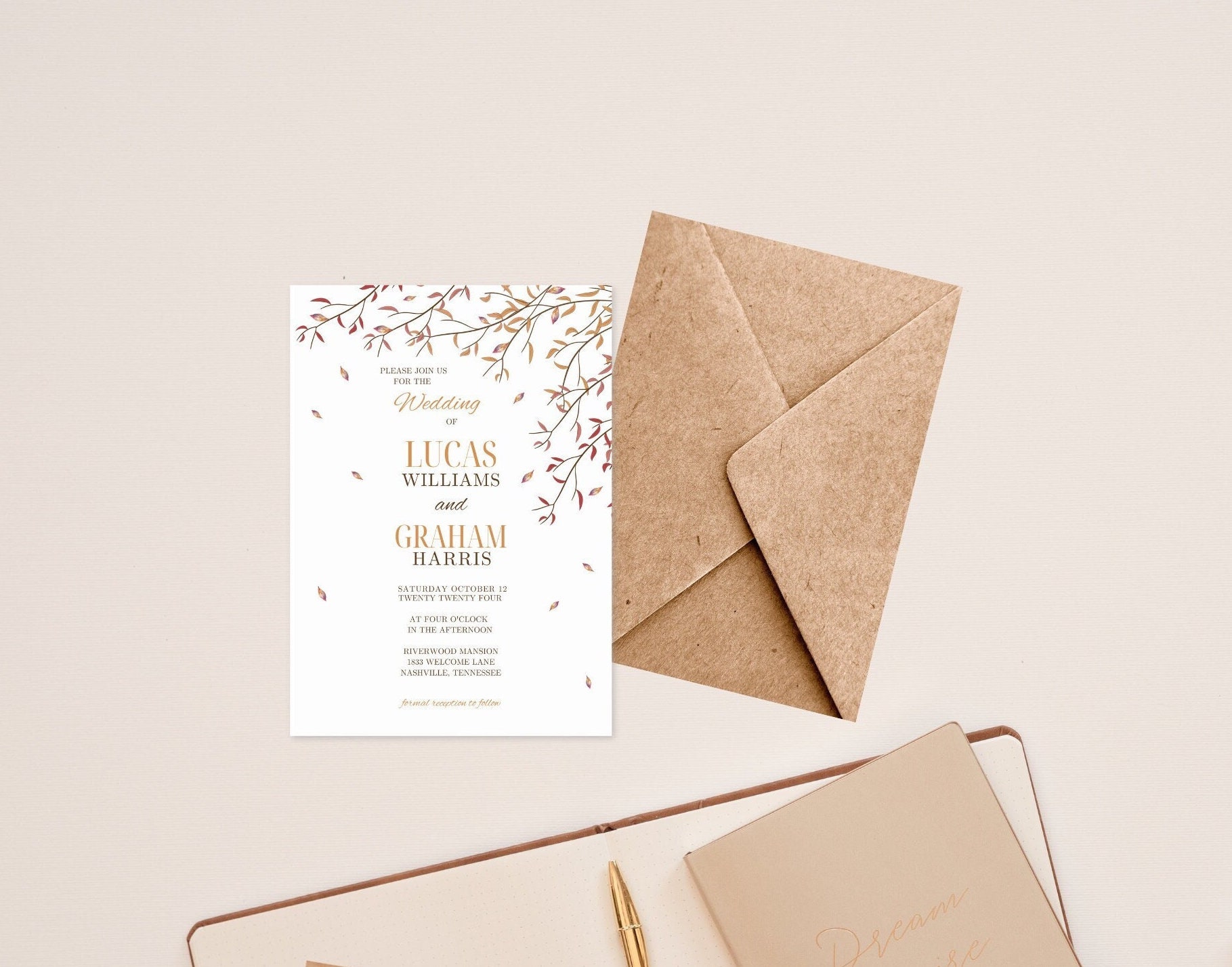 Fall in Love Printable Wedding Invitation Template - Etsy