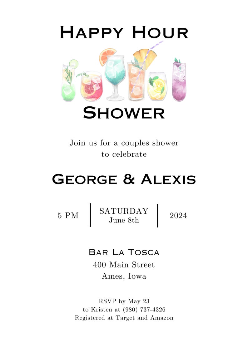 Happy Hour Printable Couples Shower Invitation Template - Etsy
