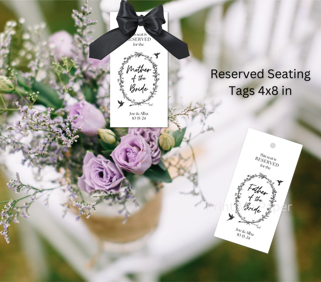 Hummingbird Reserved Seat Tags Template - Etsy