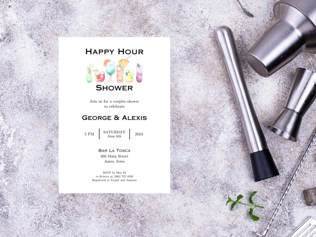 Happy Hour Printable Couples Shower Invitation Template - Etsy