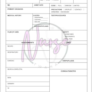 Nursing Report Sheet - Etsy