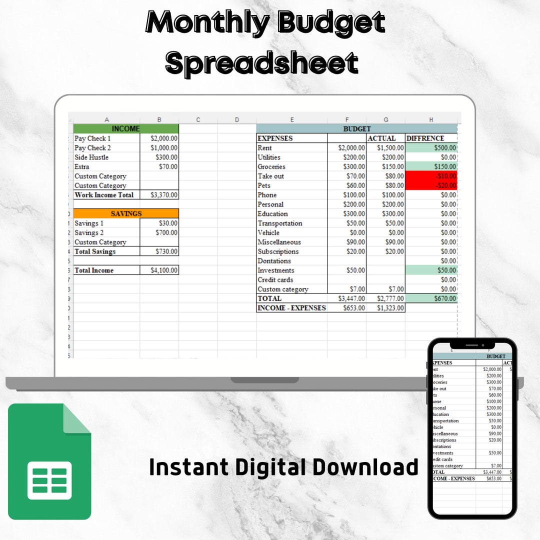 Ultimate Monthly Budget Spreadsheet Effortless Budget Management ...