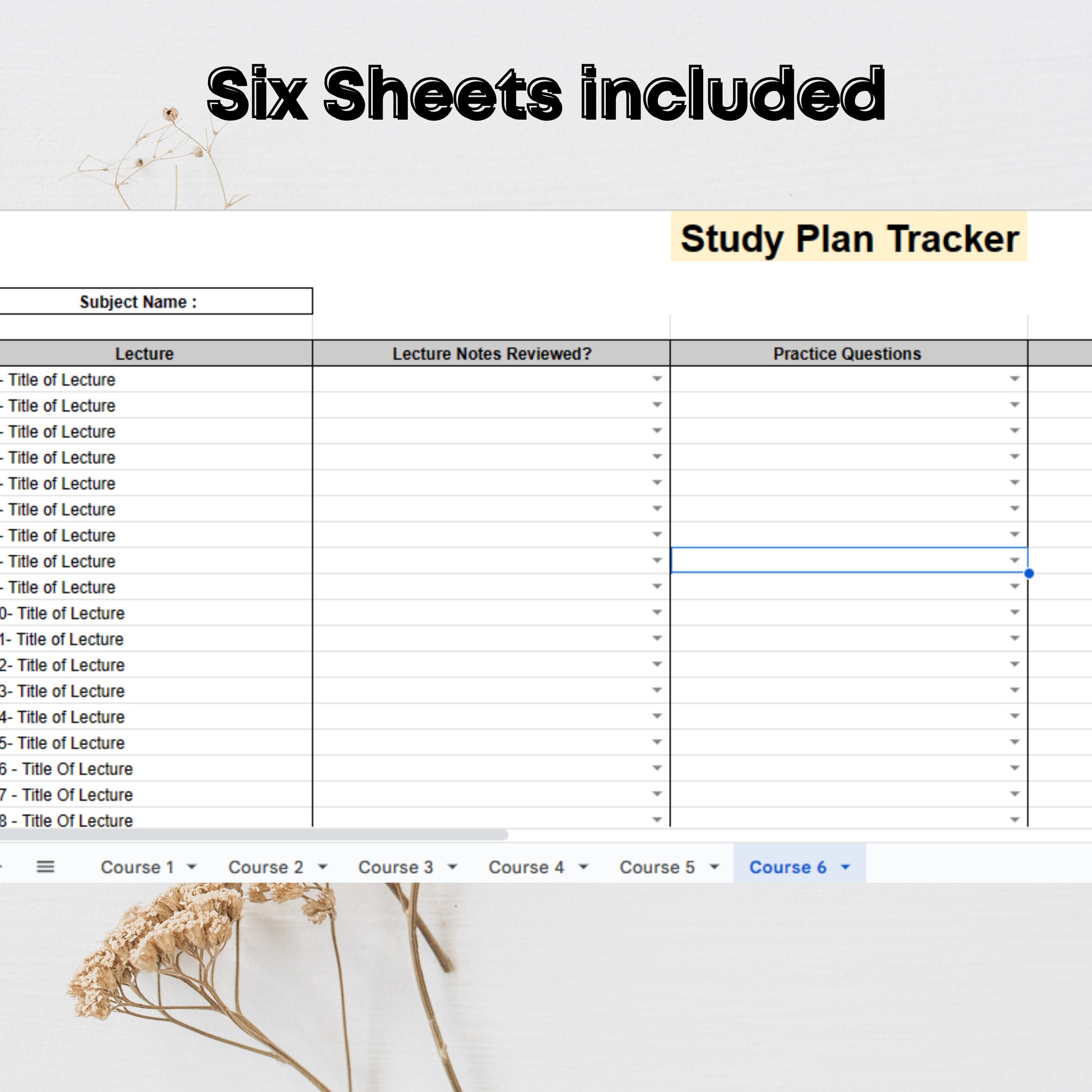Google Sheets Study Plan Tracker Spreadsheet Template, Academic ...