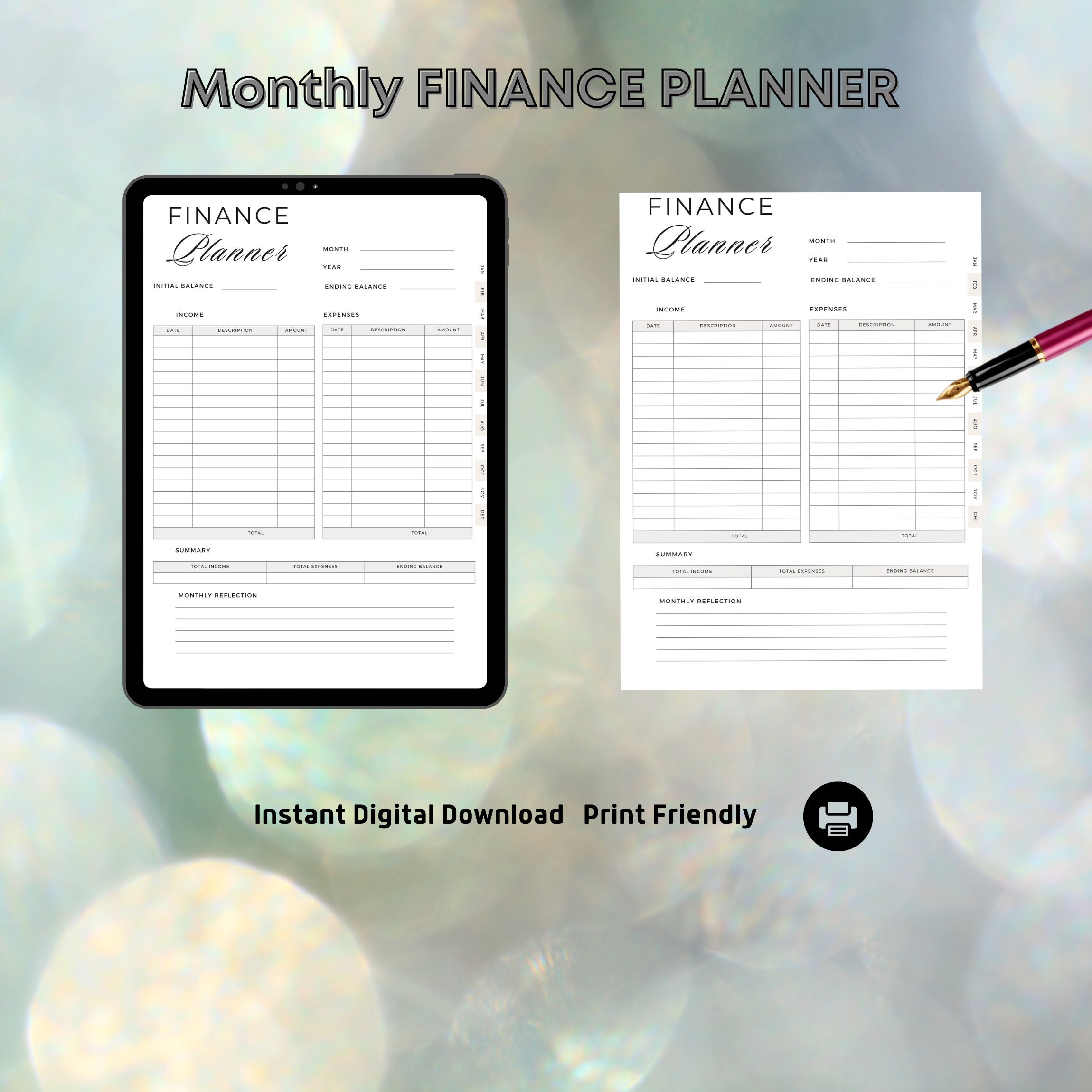 Monthly Budget Printable Expense Tracker Template, Digital Budget ...