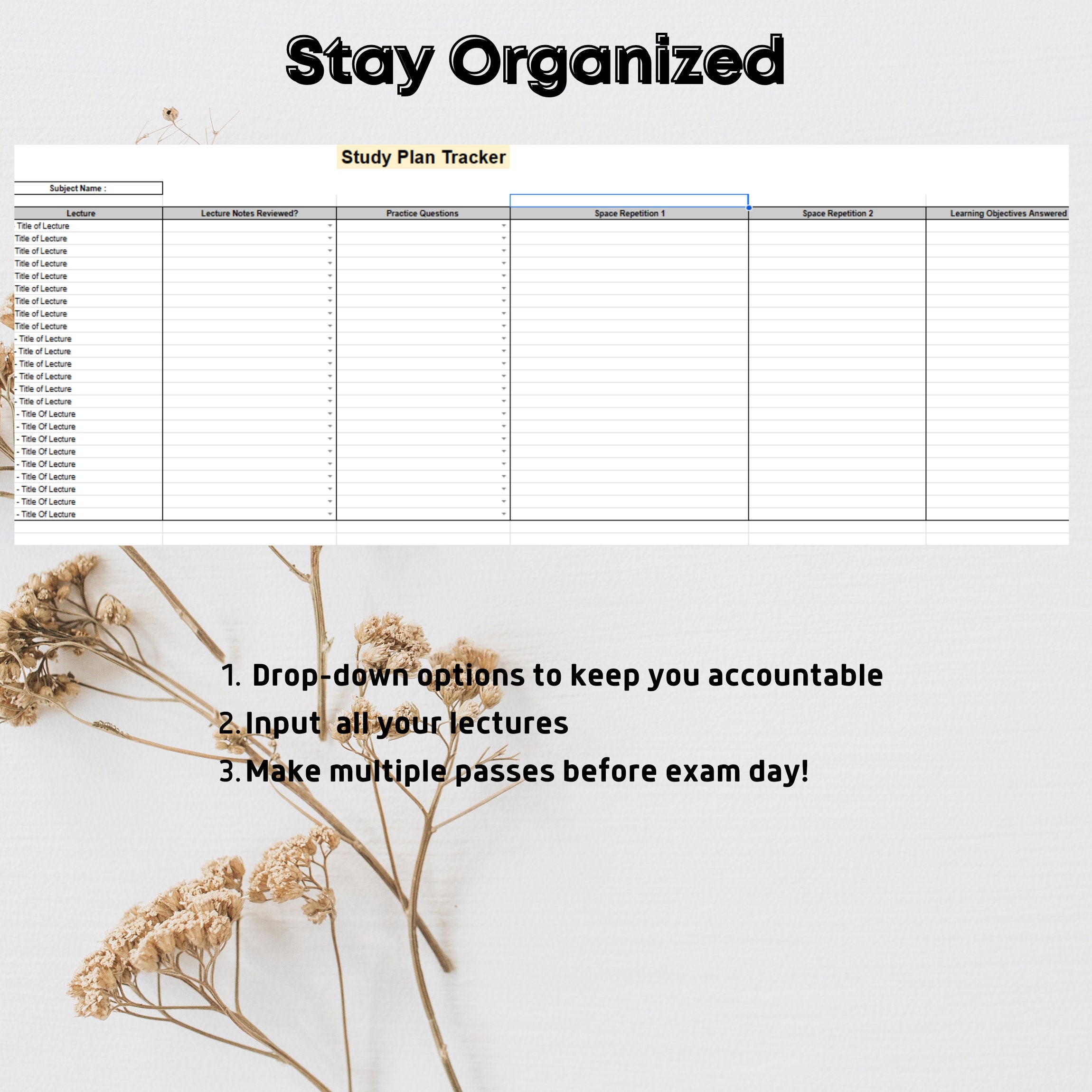 Google Sheets Study Plan Tracker Spreadsheet Template, Academic ...