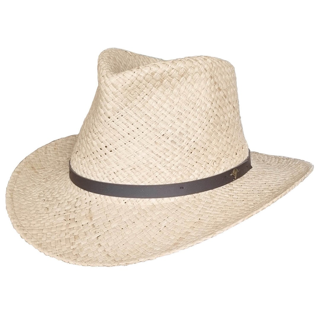 Mens Handwoven Raffia Straw Cowboy Hat Wide Brimmed Fedora Sun Hat - Etsy
