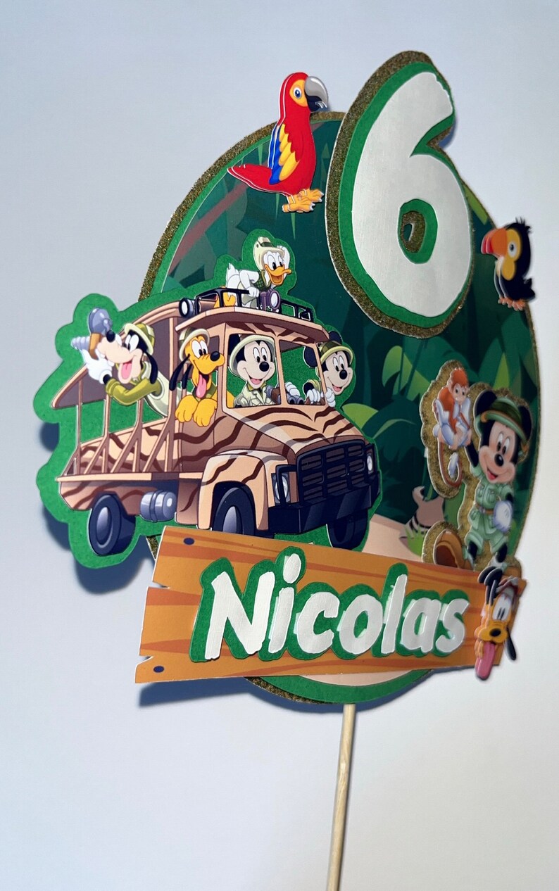 Mickey Mouse Cake Topper, Cake Topper, Safari Birthday, Safari Cake ...