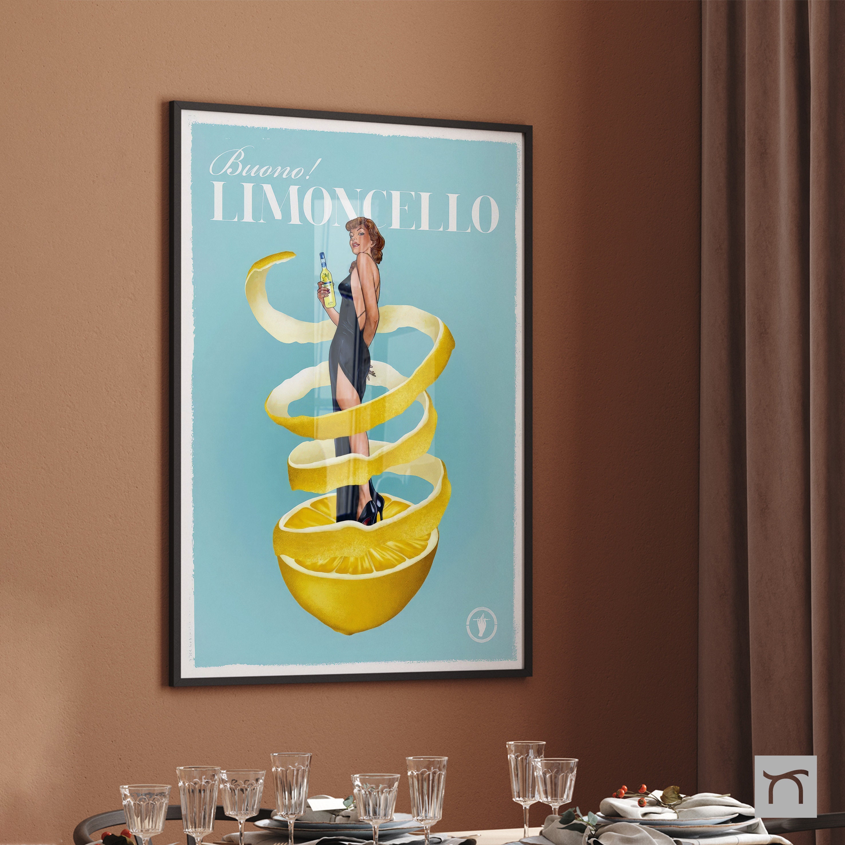 Buono Limoncello Retro Italian Drink Print, Italian Retro Art Poster ...