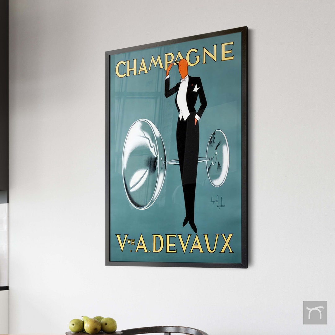 Devaux Champagne Print, Vintage Champagne Advertisement Poster, Vintage ...