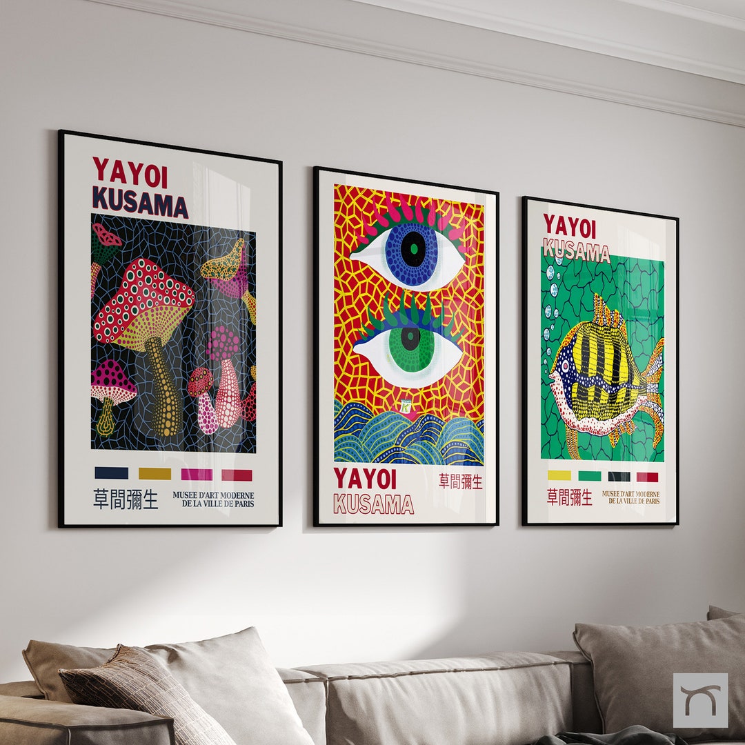 Yayoi Kusama Poster Set of 3, Japanese Gallery Wall Art Set, Yayoi ...