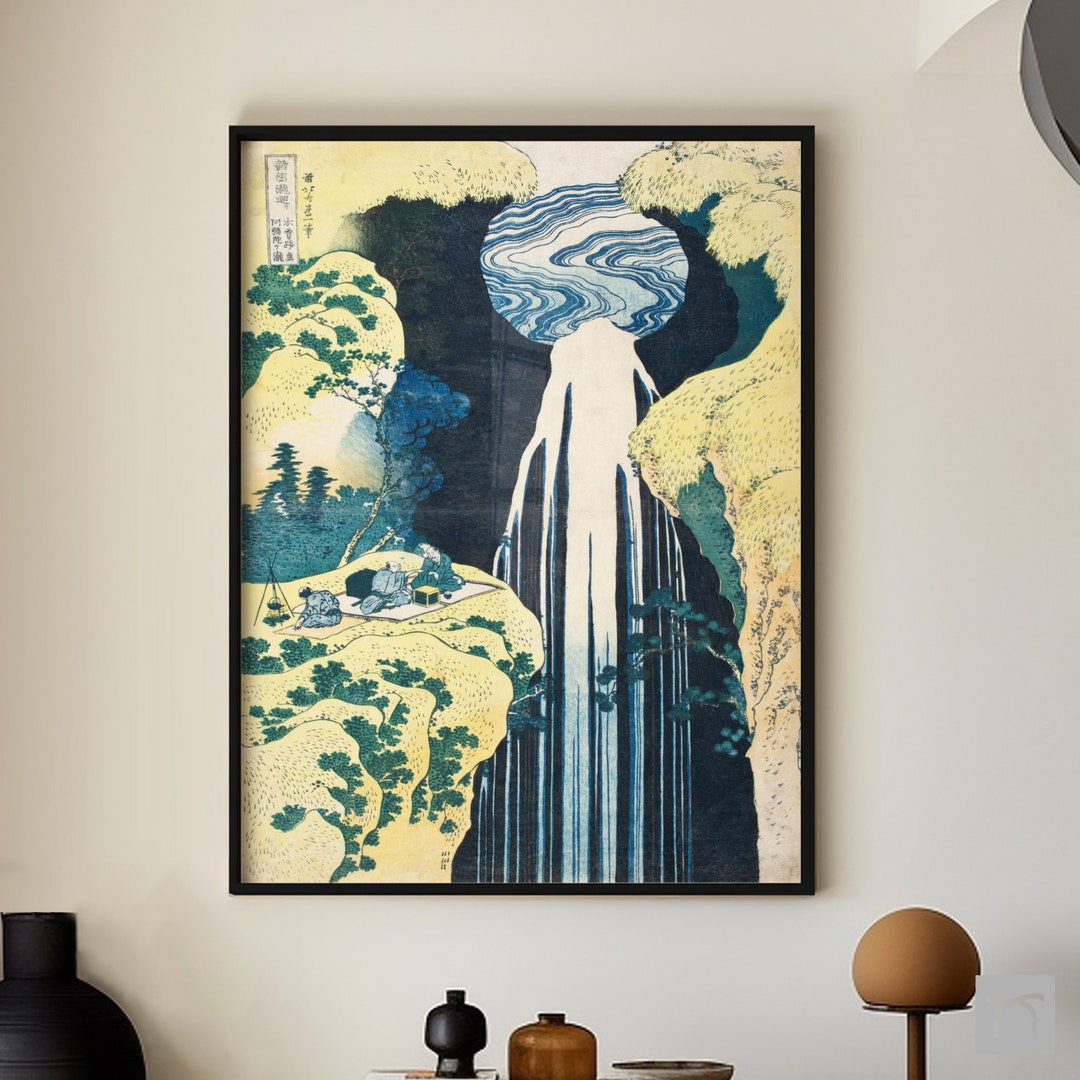 The Waterfall of Amida Behind the Kiso Road Vintage Japanese, Wall Art ...