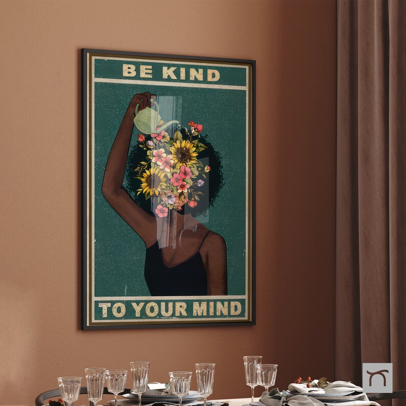 Be Kind to Your Mind Vintage Poster , Housewarming Gift, Vintage Wall ...