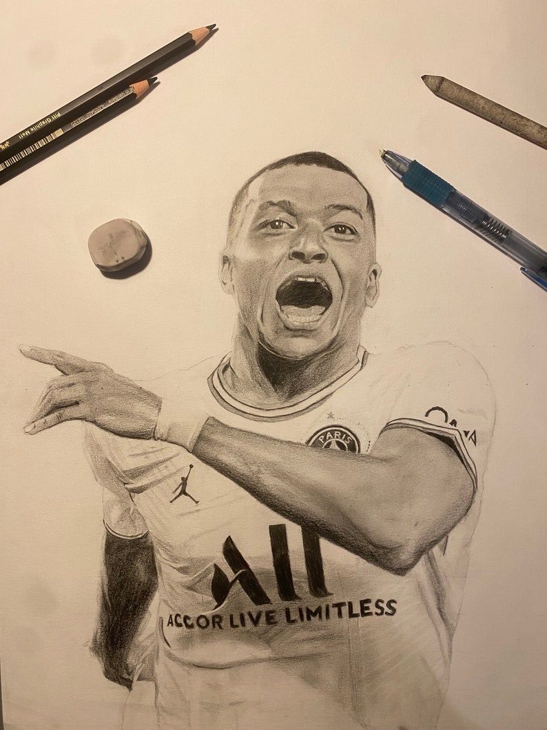 Portrait Kylian Mbappé Copy - Etsy
