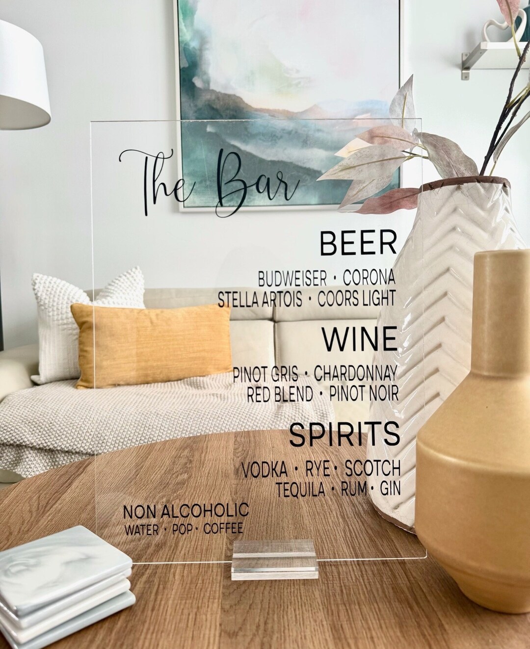 Bar Menu Acrylic Sign | 12x16in Acrylic Sign | Custom Bar Menu ...