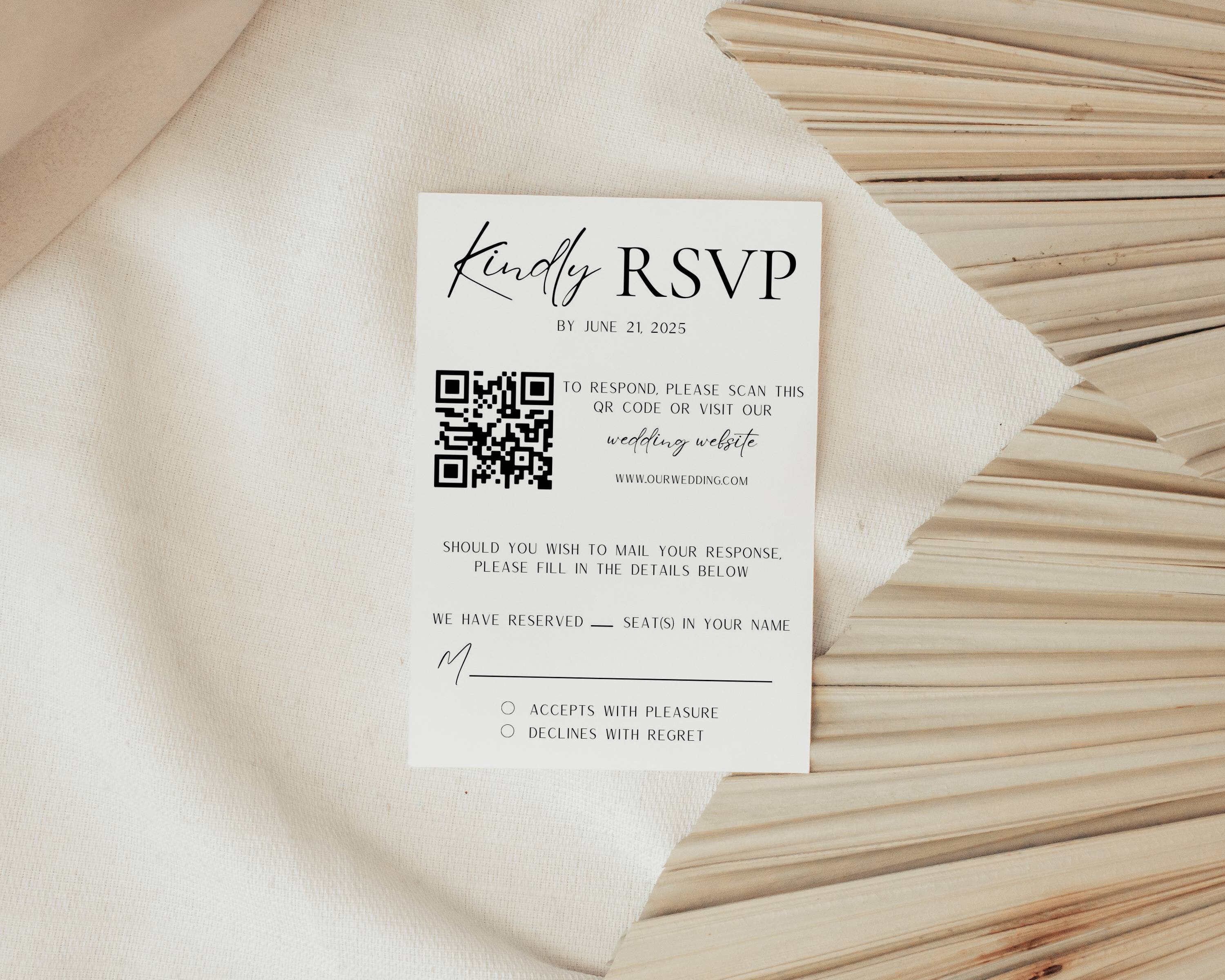 Minimalist RSVP Card Template | Modern RSVP Card Template | Wedding ...