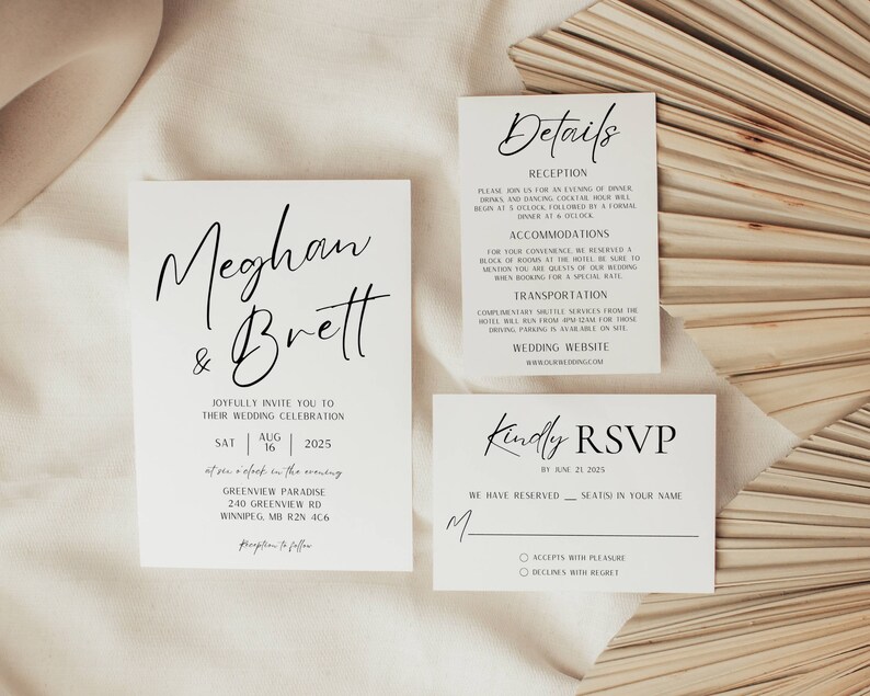Minimalist Wedding Invite Suite | Modern Wedding Invite Template ...