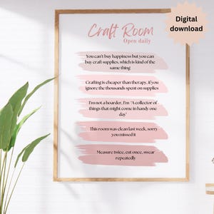Funny Craft Room Rules Print: Humorous Pink Wall Art (digital Download ...
