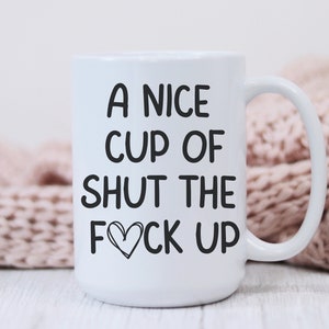 A Nice Cup of Shut the F*ck up Coffee Mug, Funny Coffee Mug, Funny Mugs ...