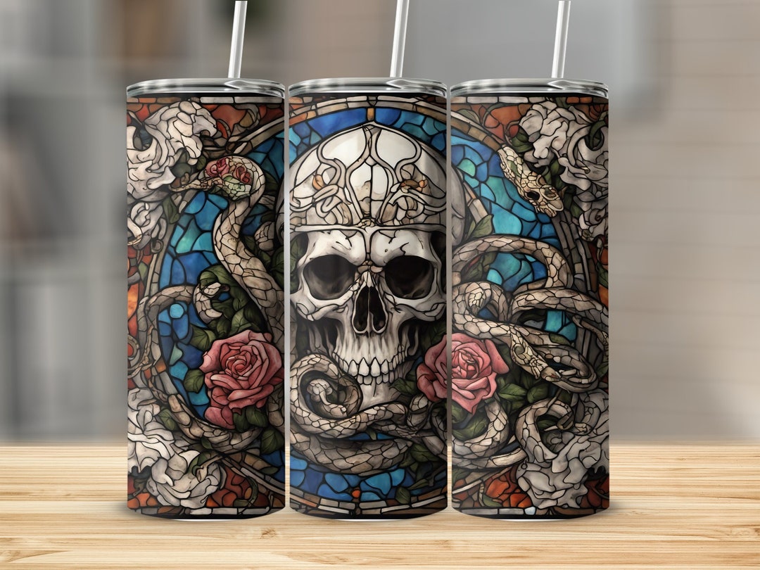 Stained Glass Snakes and Skulls Halloween Tumbler Wrap - Etsy