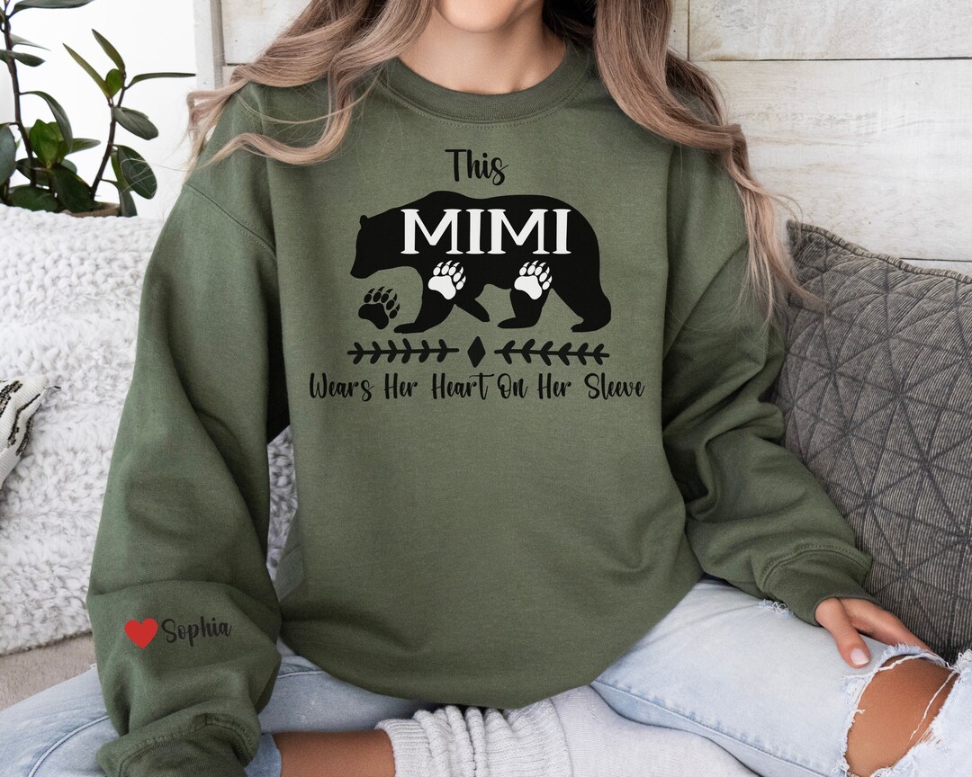 Personalized Mimi Sweatshirt With Name on Sleeve, Mimi Gifts, Mimi ...