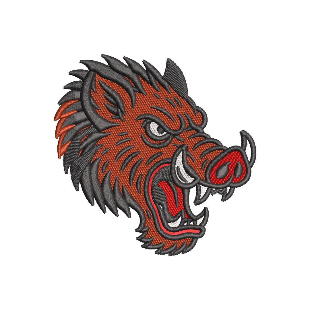 Fierce Pig Head Embroidery Design: 4x4 Hoop (DST, PES, JEF, Etc.) - Etsy