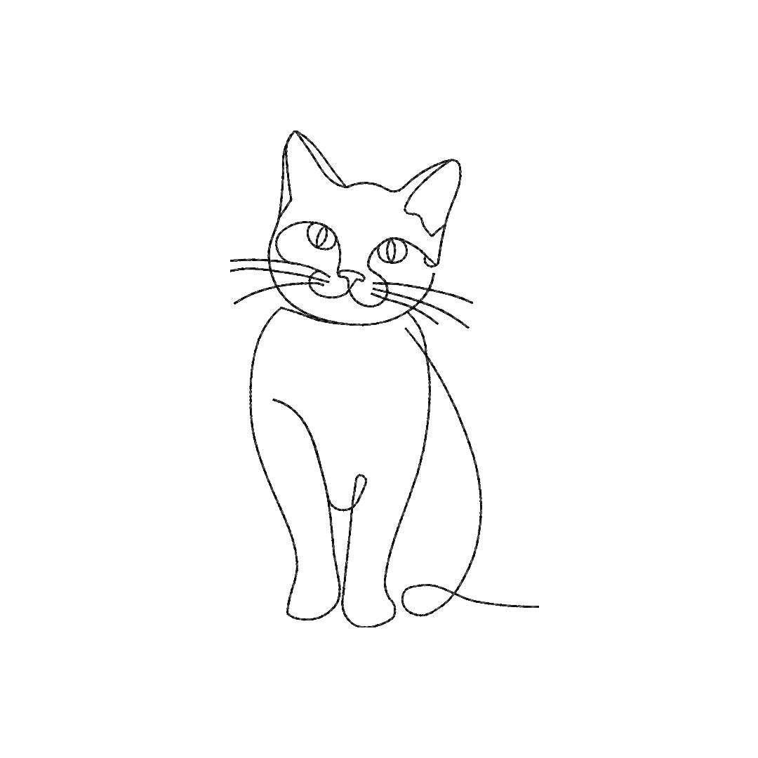 Minimalist Cat Embroidery Design, Single Line Art (4x4 & 5x7 Hoop ...
