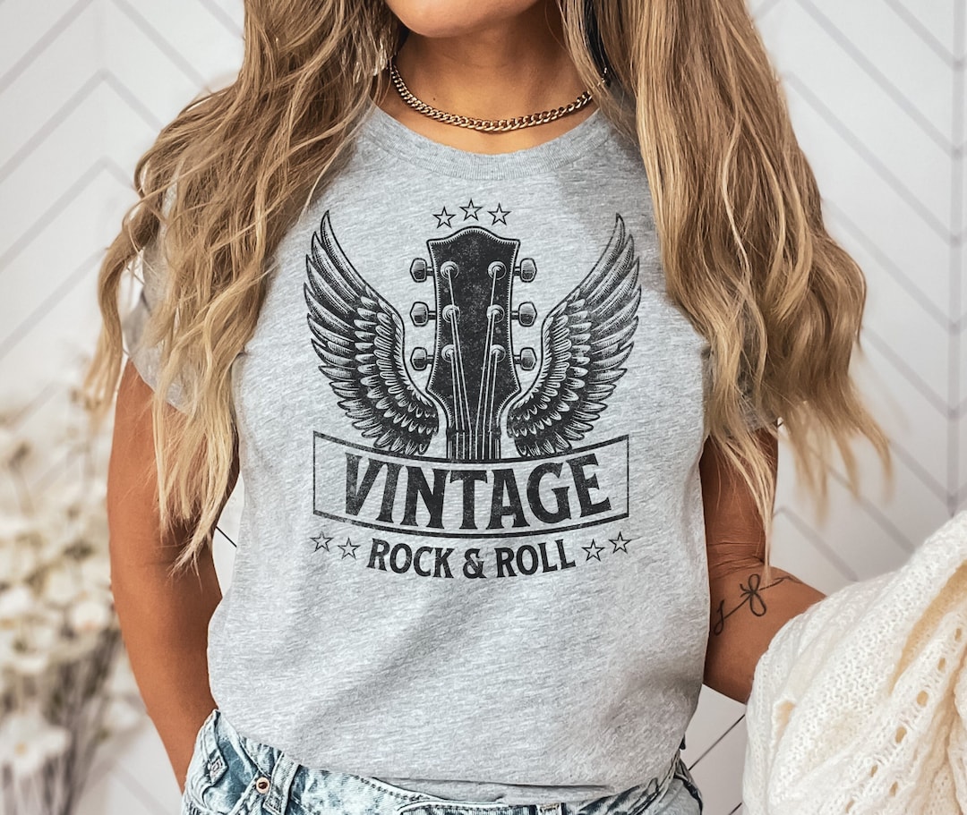 Vintage Rock and Roll Guitar Tshirt, Retro Guitar Shirt for Rock Music ...