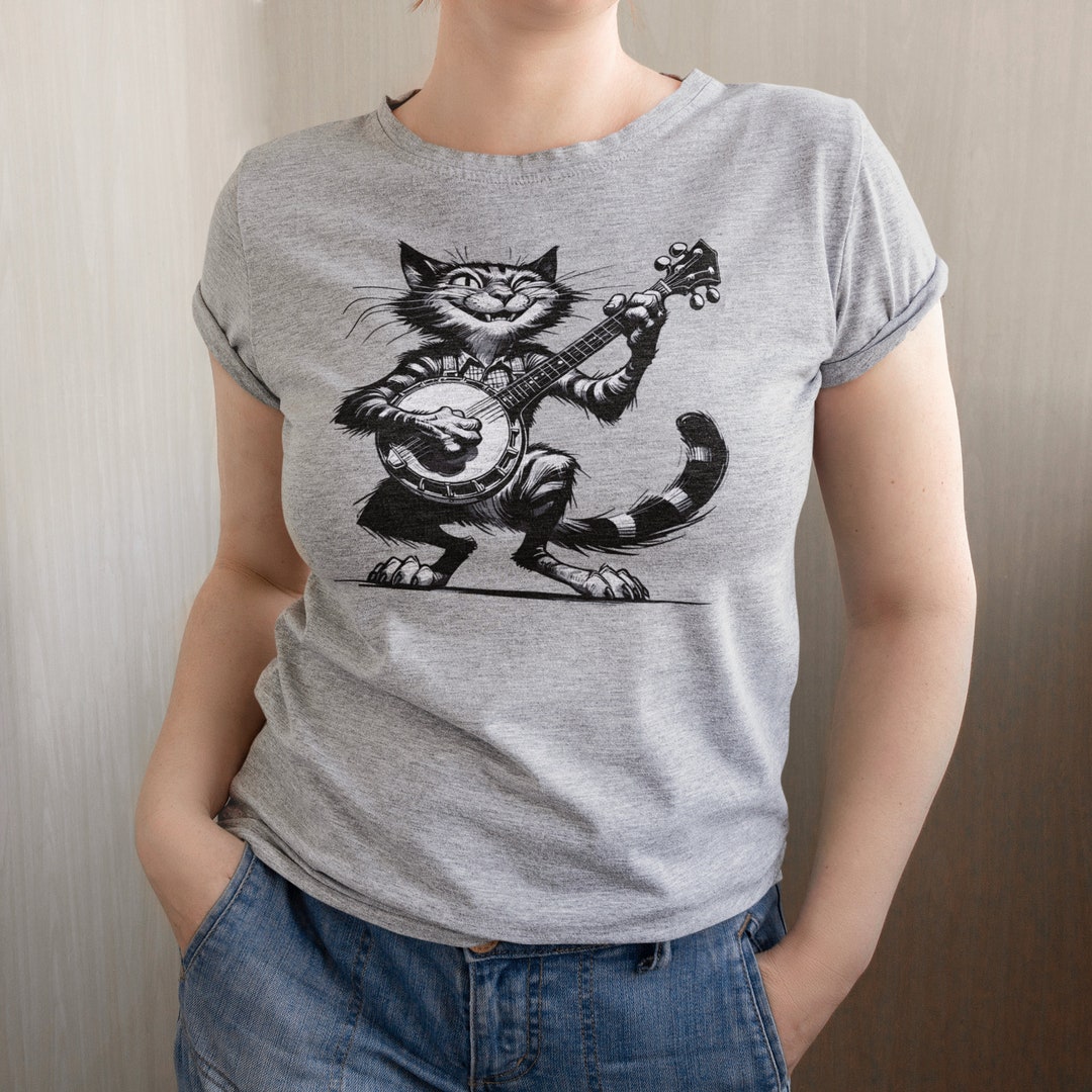 Funny Bluegrass Tshirt, Banjo Player Gift, Funny Cat Lover Shirt, Folk ...