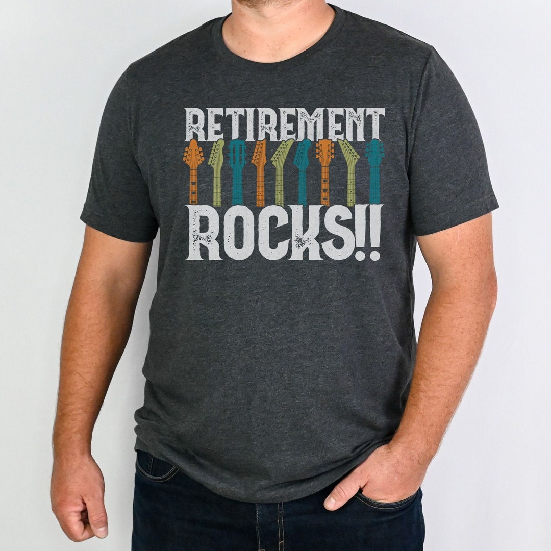 Retirement Rocks T-shirt - Fun Guitar Tee for Retirees, Musician ...