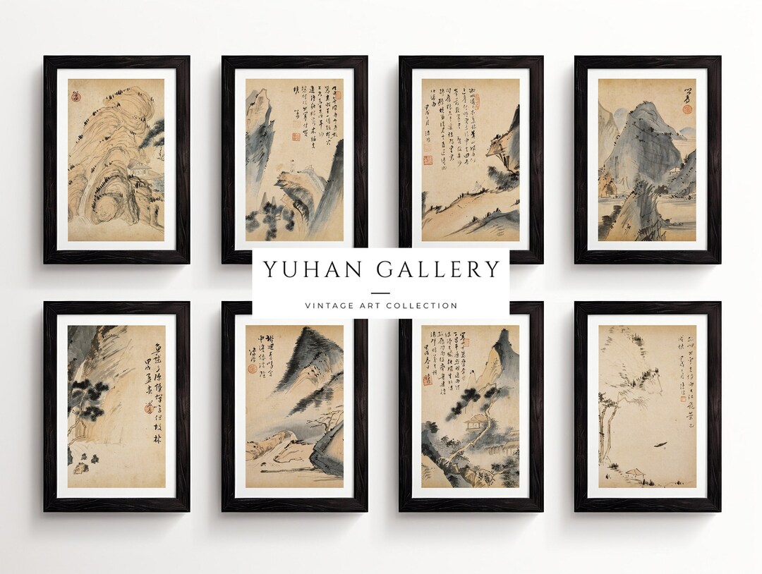 Puru Chinese Art Print Set: Vintage Landscape Gallery Wall (digital ...